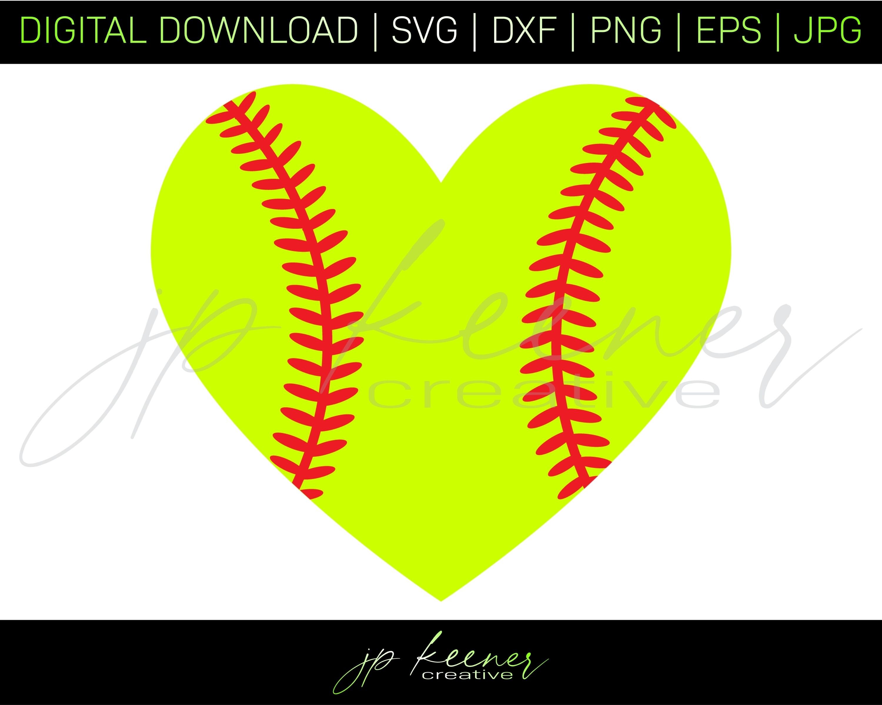 Softball Heart SVG Set Softball Heart Cut Files Softball | Etsy