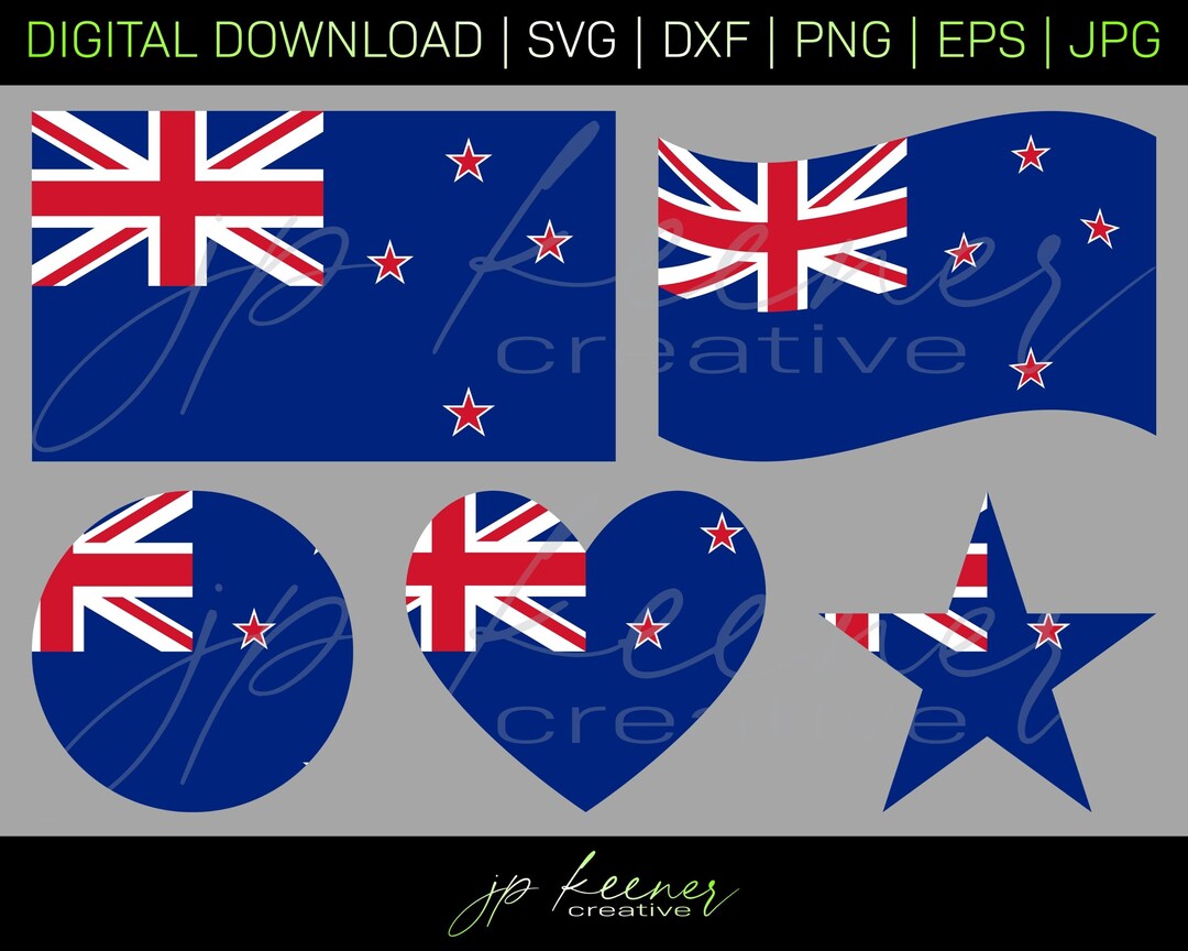 New Zealand Flag SVG Bundle New Zealand Flag Cut Files New Zealand Flag ...