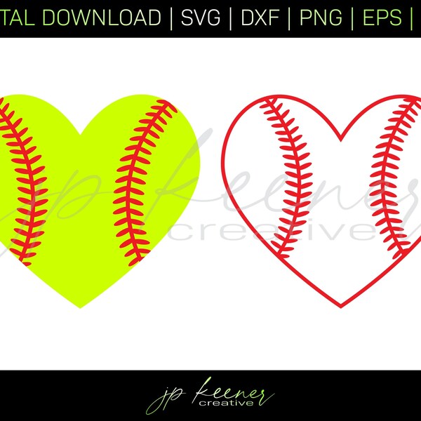 Softball Heart Png - Etsy