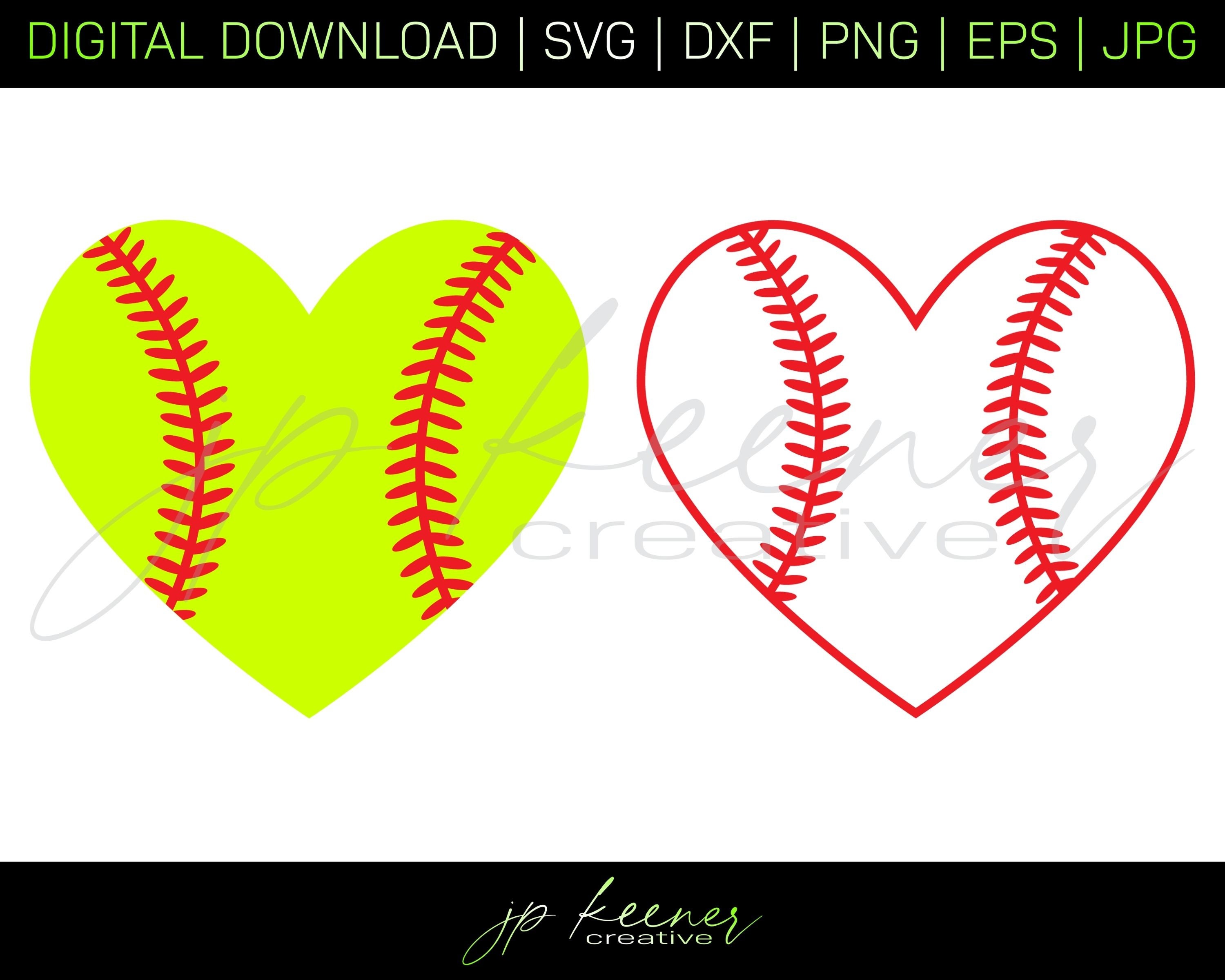 Softball Heart SVG Set Softball Heart Cut Files Softball | Etsy