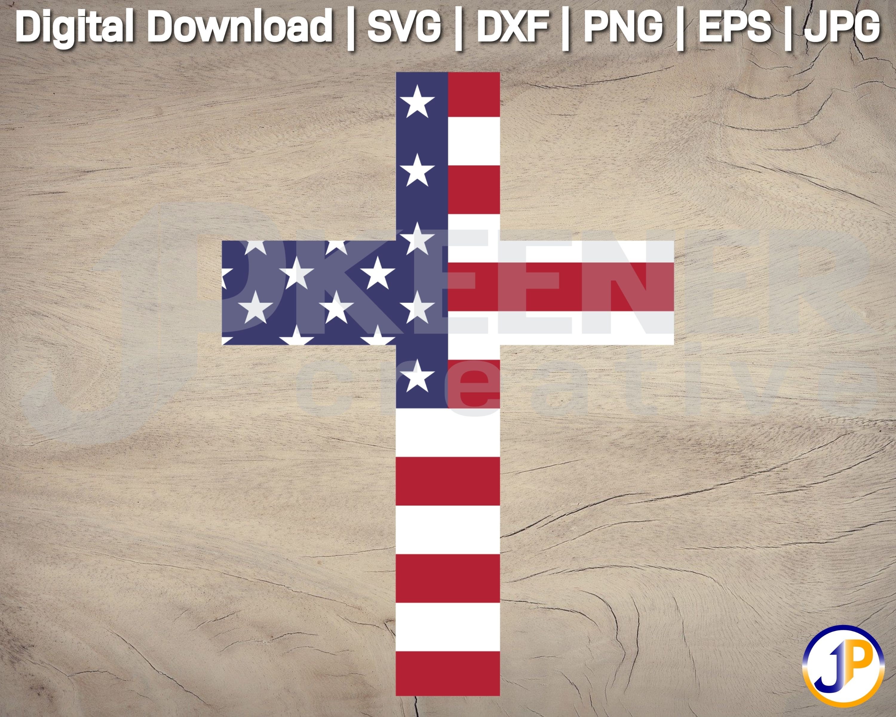 US Flag Cross SVG US Flag Cross Cut File American Flag | Etsy