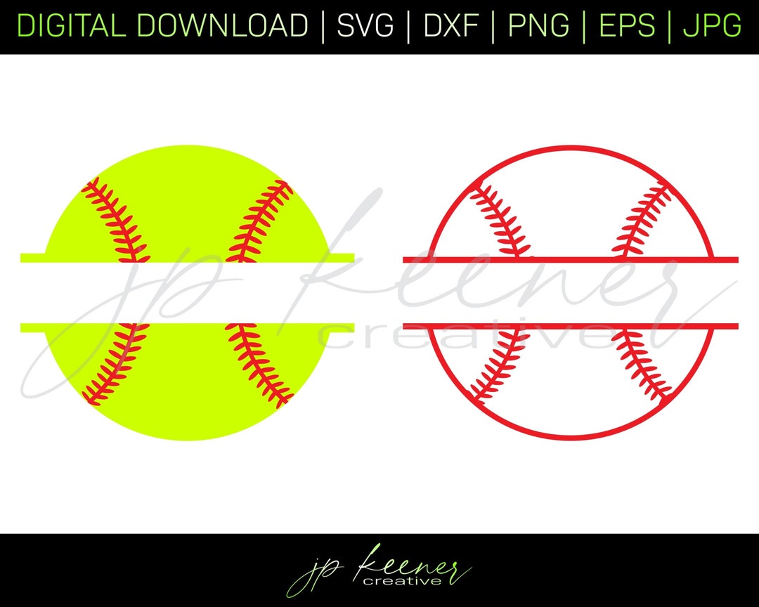 Split Softball SVG Set Split Softball Cut Files Split Softball DXF Set ...