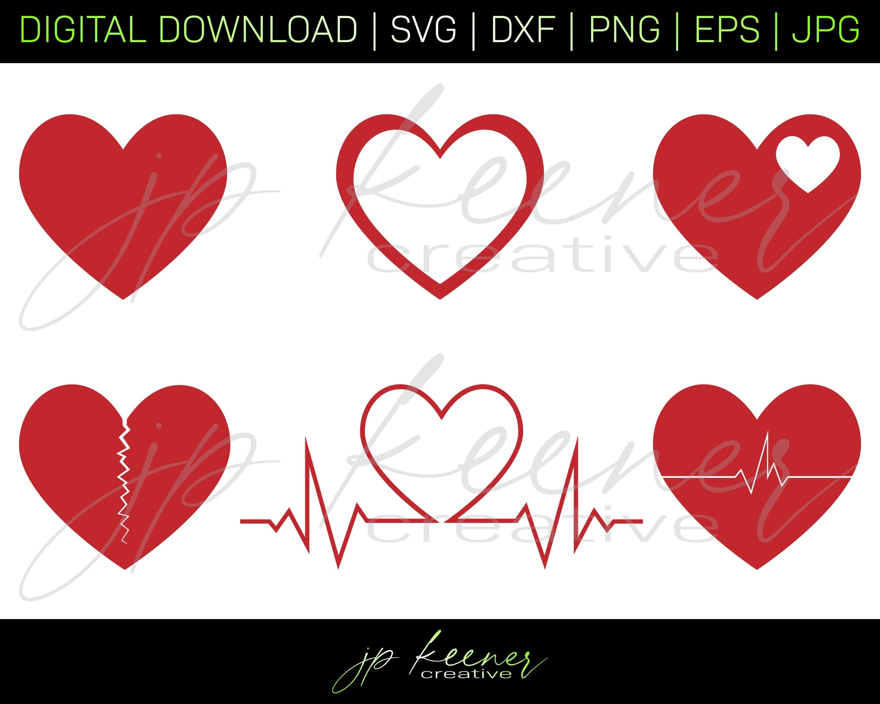 Heart SVG Bundle Heart Cut Files Heart DXF Heartbeat SVG - Etsy
