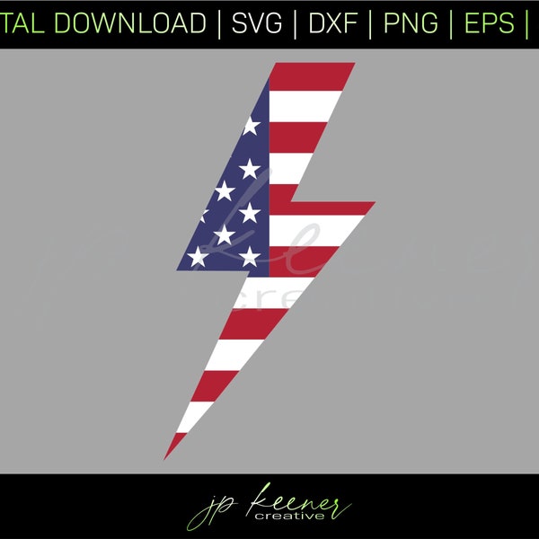 American Flag Lightning Bolt Svg - Etsy