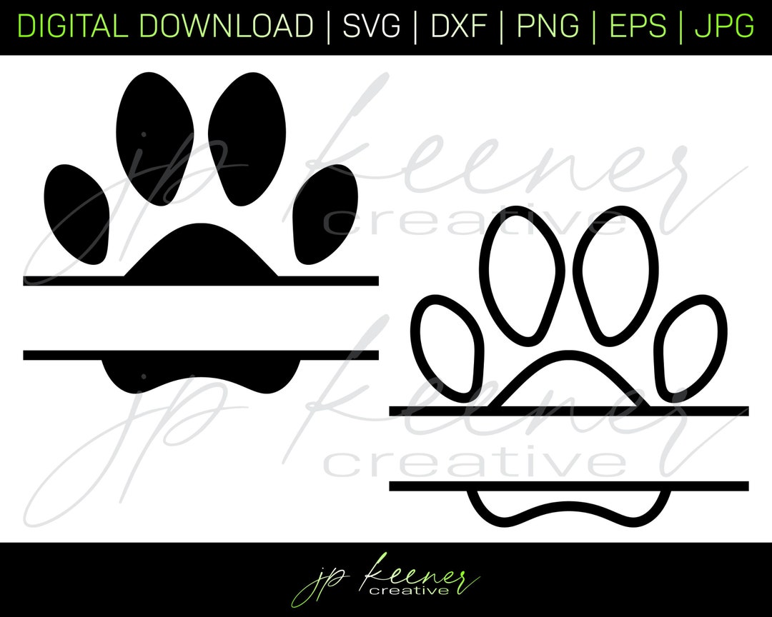 Split Paw Print SVG Set Paw Print Cut Files Paw Print DXF Paw Print PNG ...