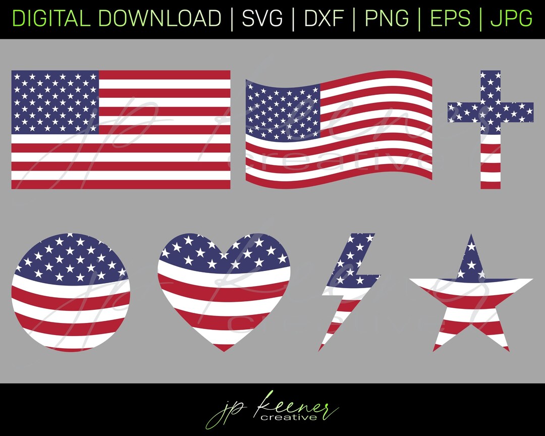 US Flag SVG Bundle American Flag Cut Files American Flag DXF Bundle ...