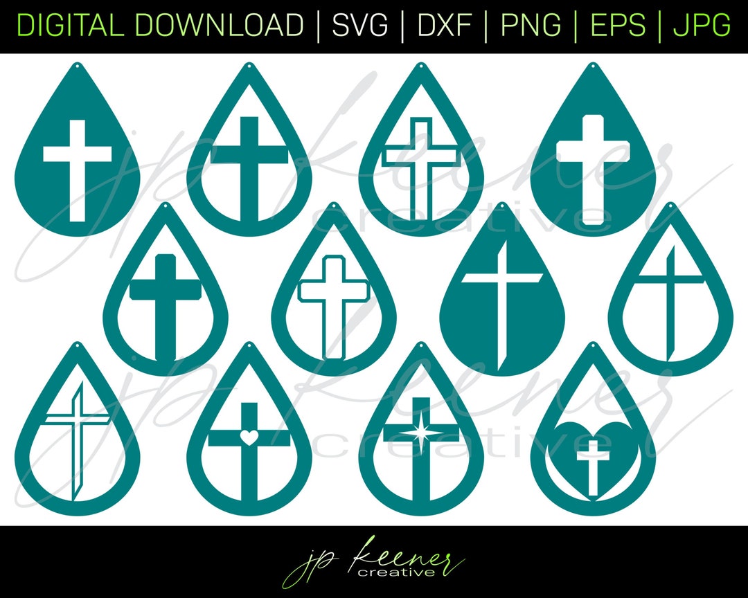 Teardrop Cross Earring SVG Bundle Earring Cut Files Earring DXF Earring ...