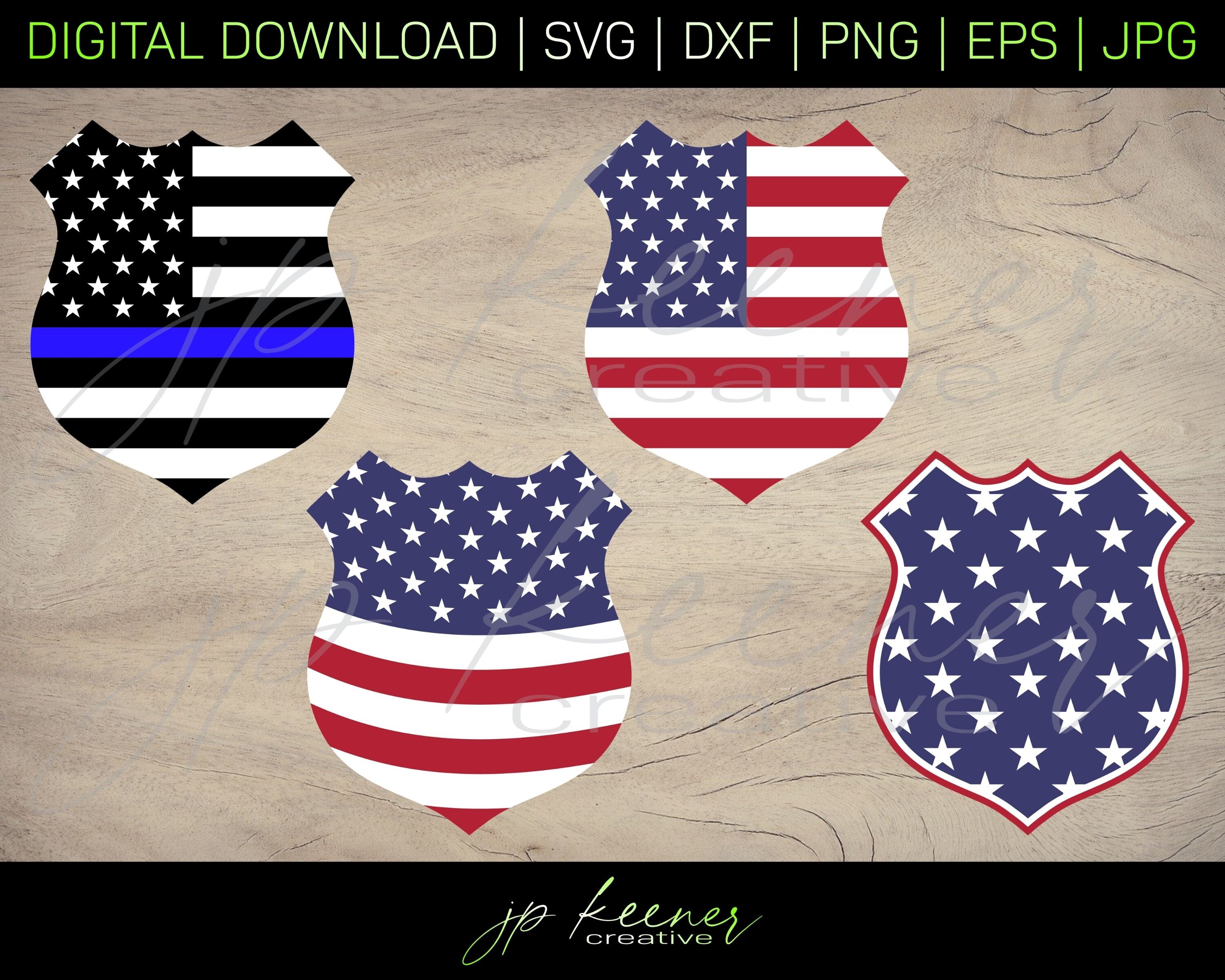 US Flag Police Badge SVG Bundle American Flag Cut Files - Etsy