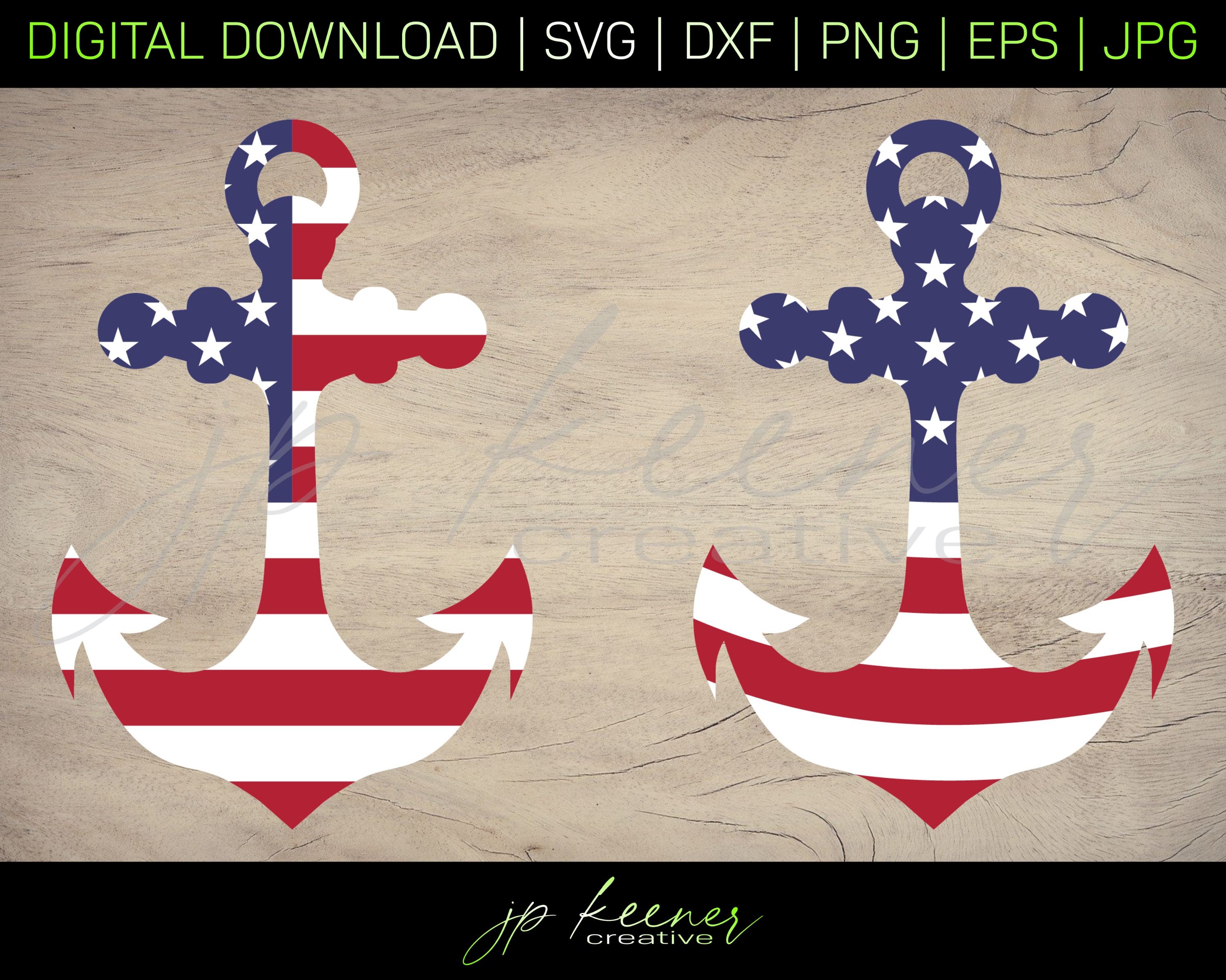 US Flag Anchor SVG Set American Flag Cut Files Anchor DXF - Etsy