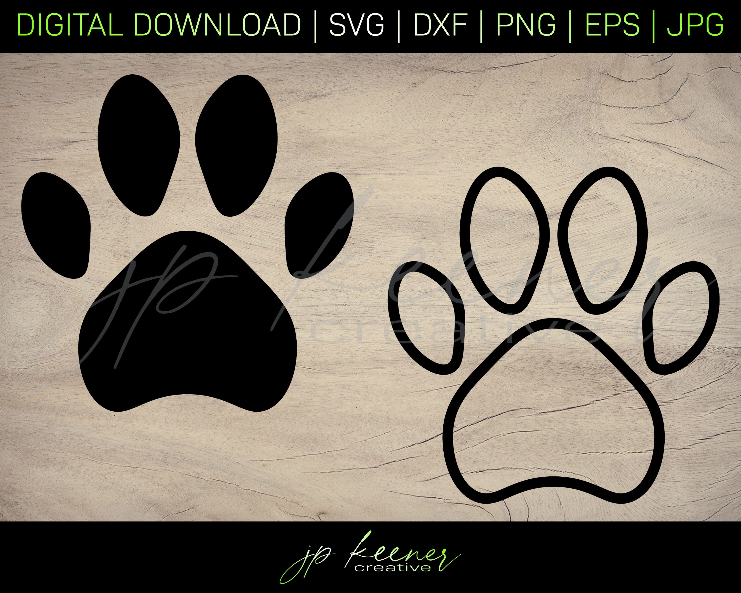 Paw Print SVG Set Paw Print Cut Files Paw Print DXF Paw - Etsy