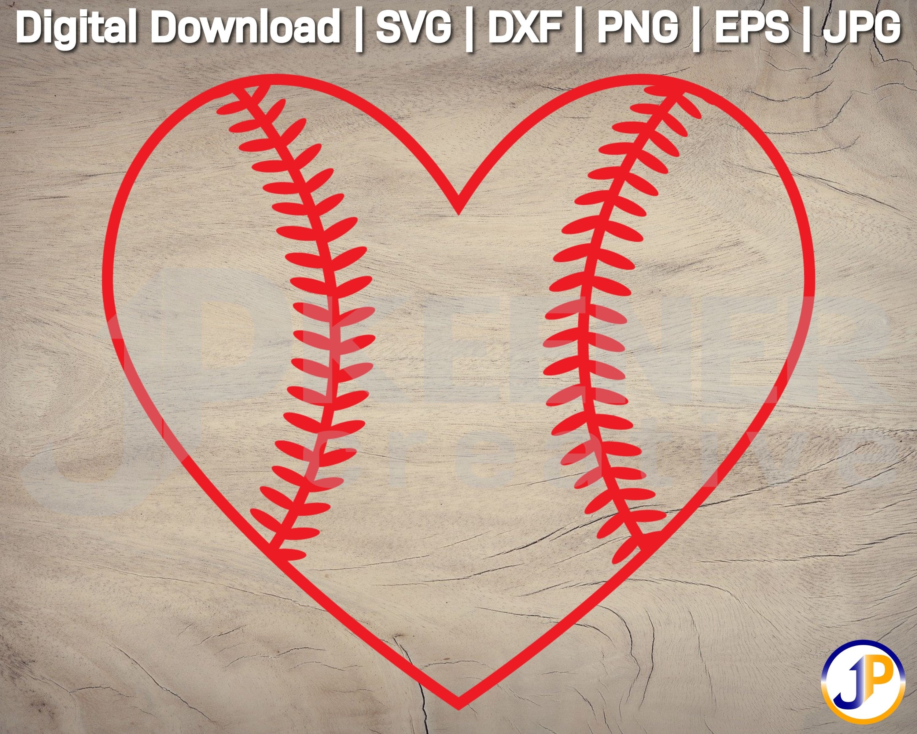 Softball Heart Svg Softball Heart Cut File Softball Heart Etsy