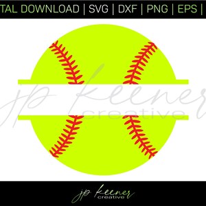 Split Softball SVG Split Softball Cut Files Split Softball DXF Softball ...