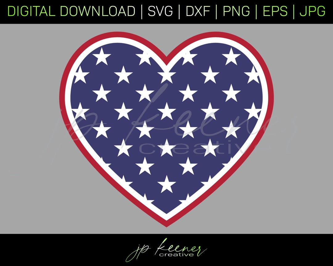 US Flag Heart SVG American Flag Heart Cut Files Patriotic Heart SVG ...