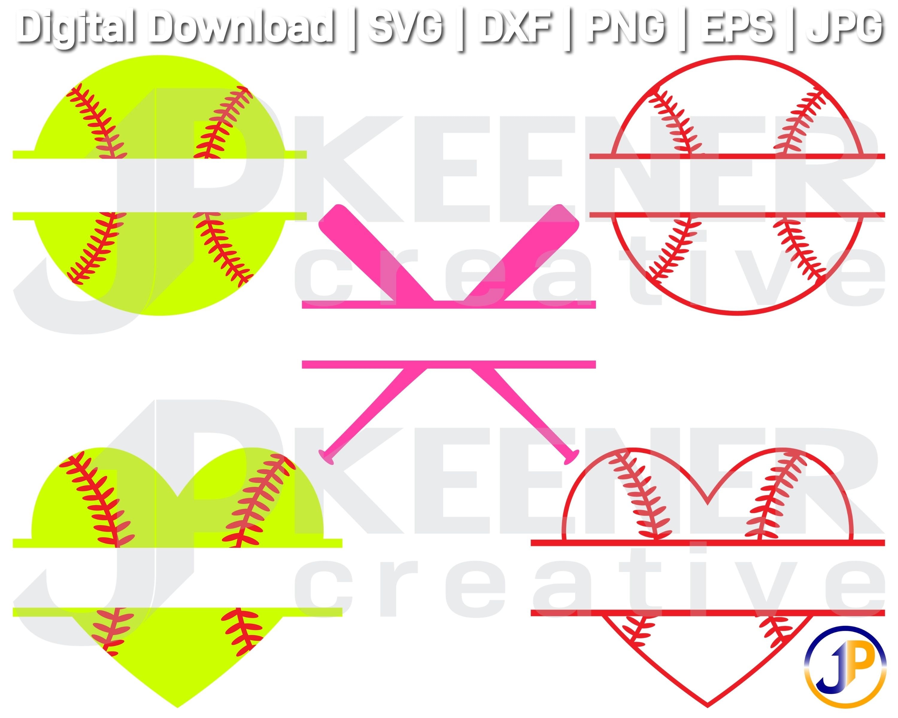Split Softball Svg Bundle Split Softball Cut File Bundle Etsy