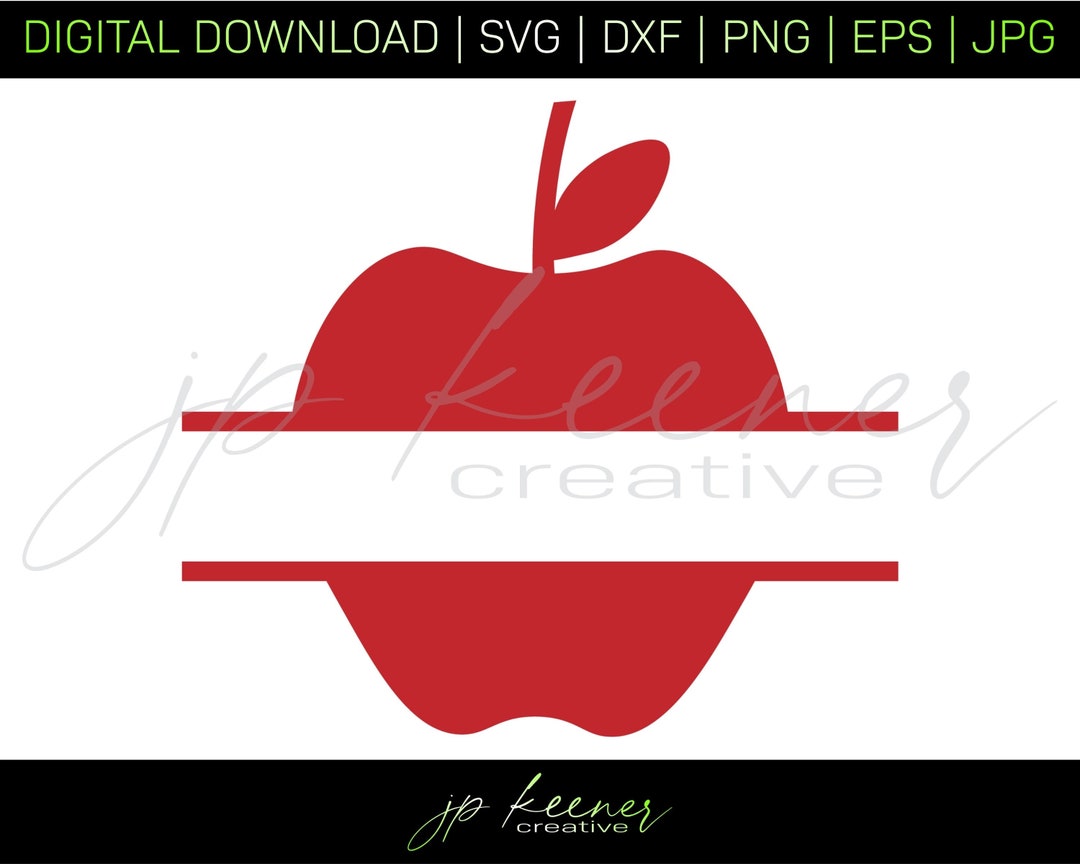 Split Apple SVG Split Apple Cut Files Apple DXF Teacher SVG Teacher Cut ...