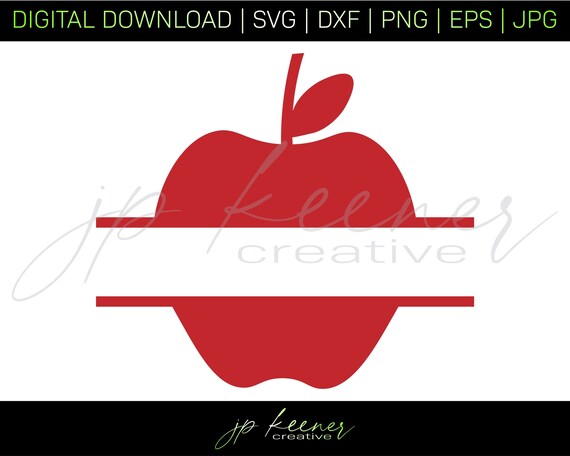 Split Apple SVG Split Apple Cut Files Apple DXF Teacher | Etsy
