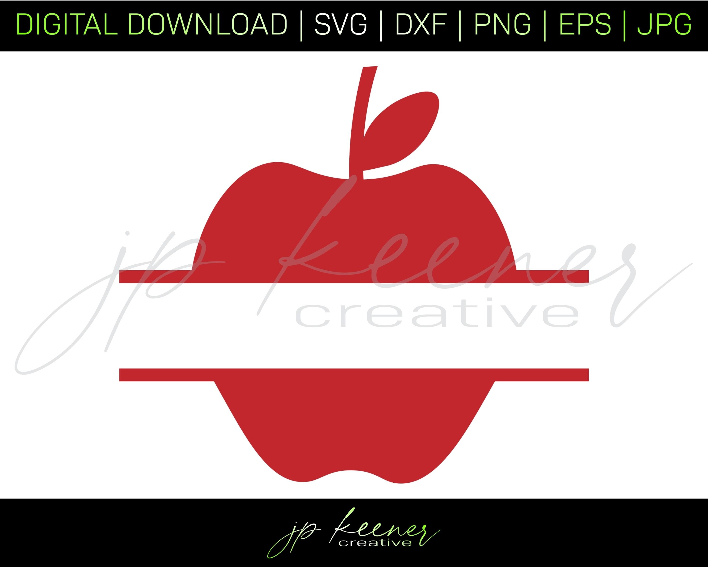 Split Apple SVG Split Apple Cut Files Apple DXF Teacher - Etsy