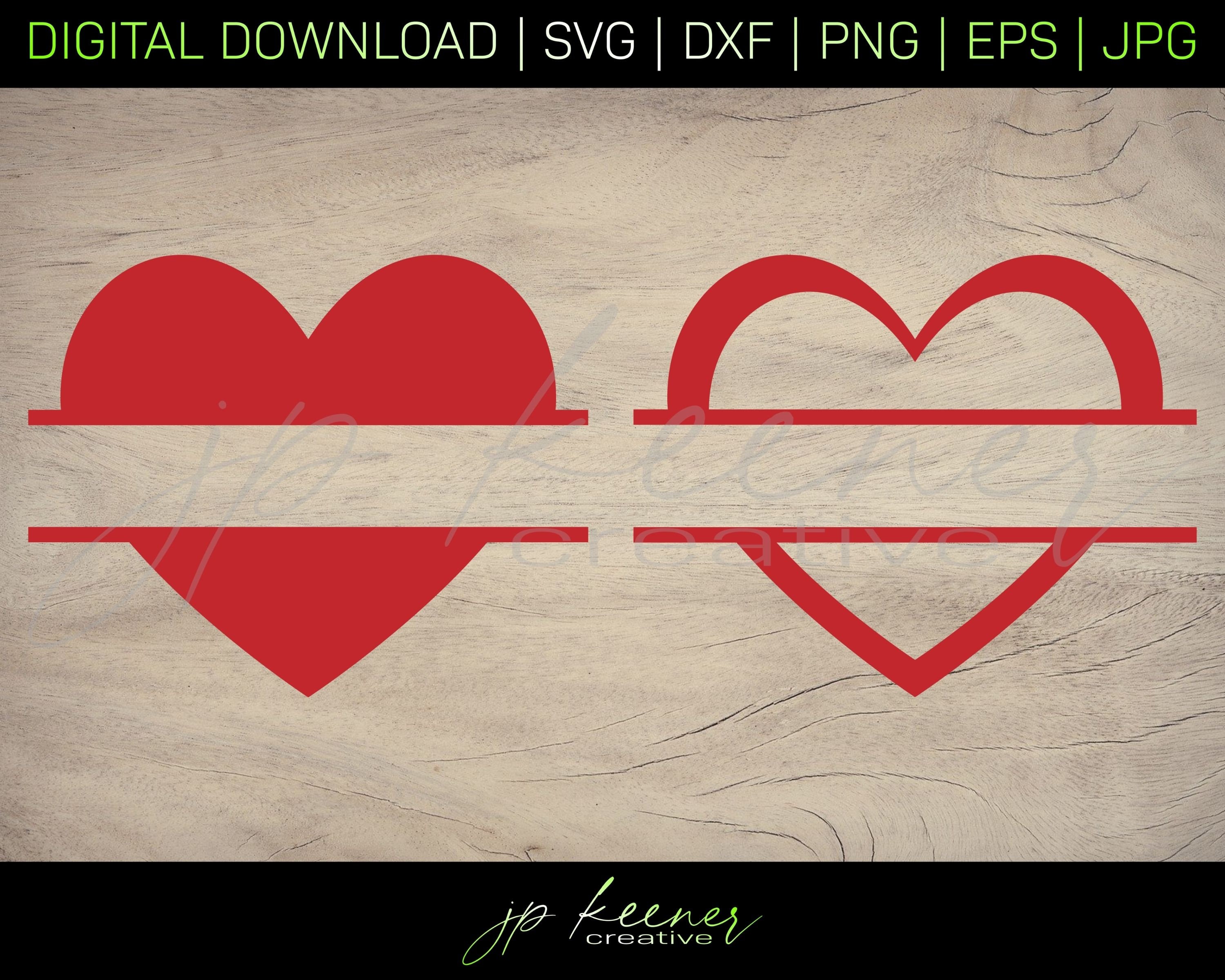 Split Heart SVG Set Split Heart Cut Files Split Heart DXF - Etsy