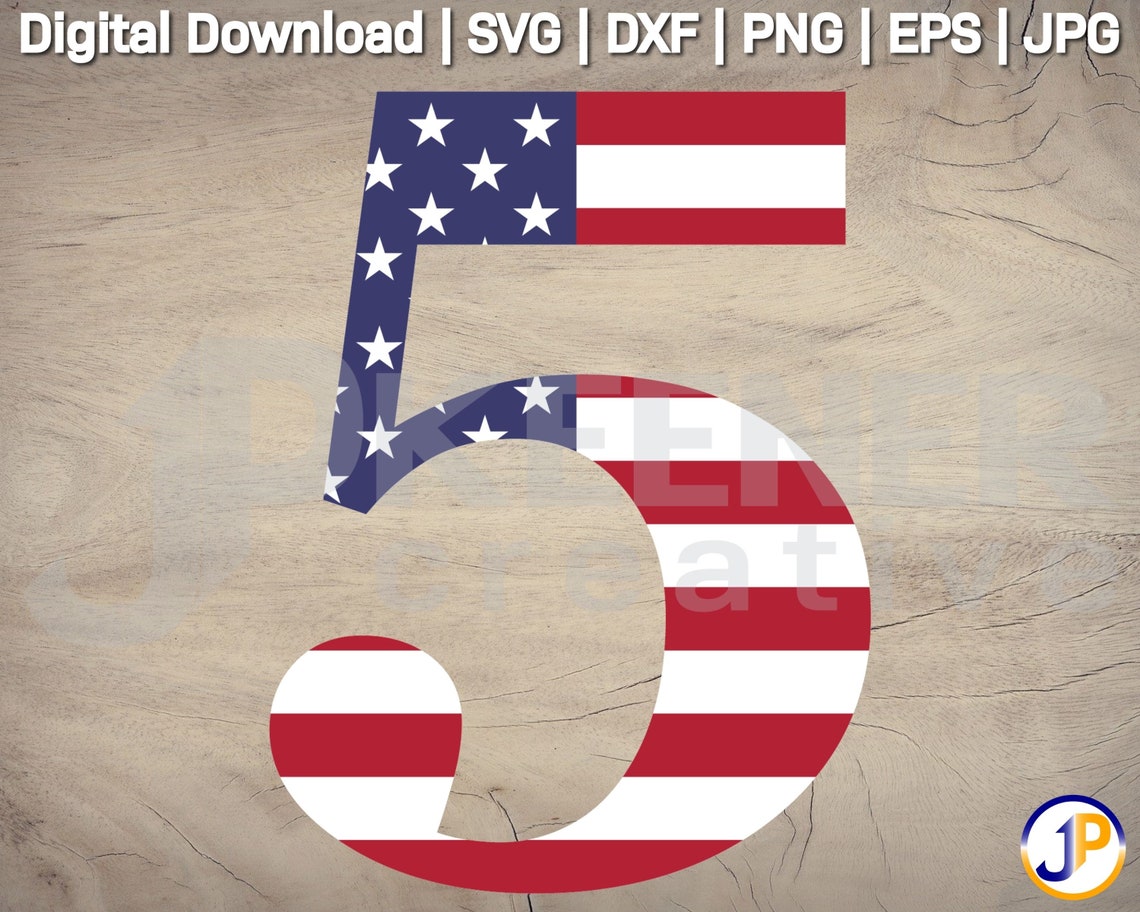 US Flag Number 5 SVG US Flag Number Five American Flag | Etsy