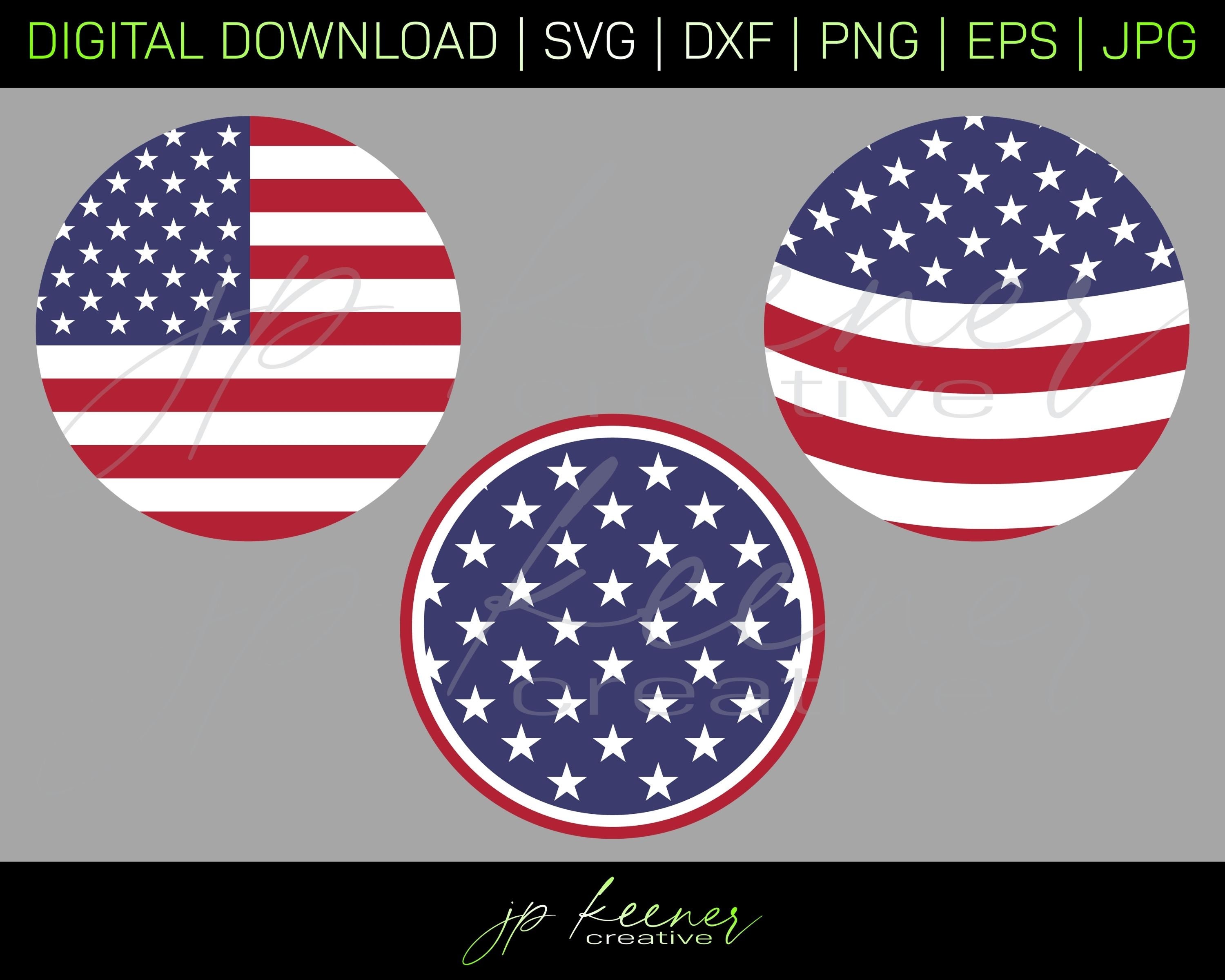 US Flag Circle SVG Bundle American Flag Cut Files | Etsy