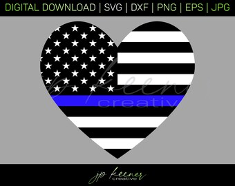 Thin Blue Line Svg Thin Blue Line Heart Blue Lives Matter - Etsy