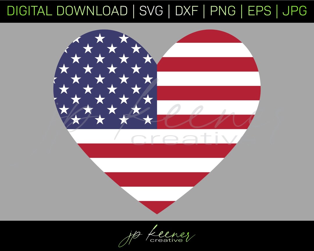 US Flag Heart SVG US Flag Heart Cut File American Flag Heart Cut File ...