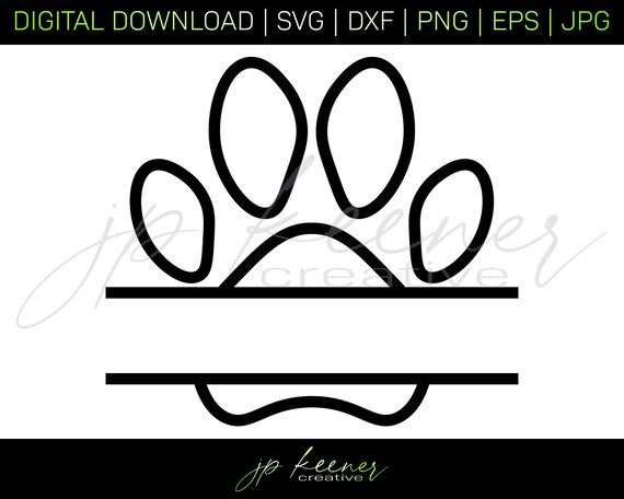 Split Paw Print SVG Paw Print Cut Files Paw Print DXF - Etsy
