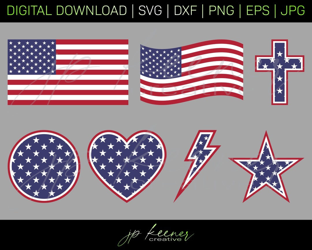US Flag SVG Bundle American Flag Cut Files Patriotic DXF Bundle Cricut ...