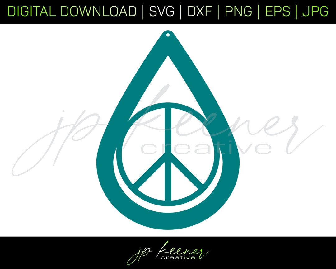 Teardrop Peace Sign Earring SVG Earring Cut Files Earring DXF Earring ...