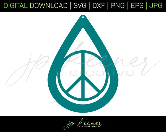 Teardrop Peace Sign Earring SVG Earring Cut Files Earring - Etsy