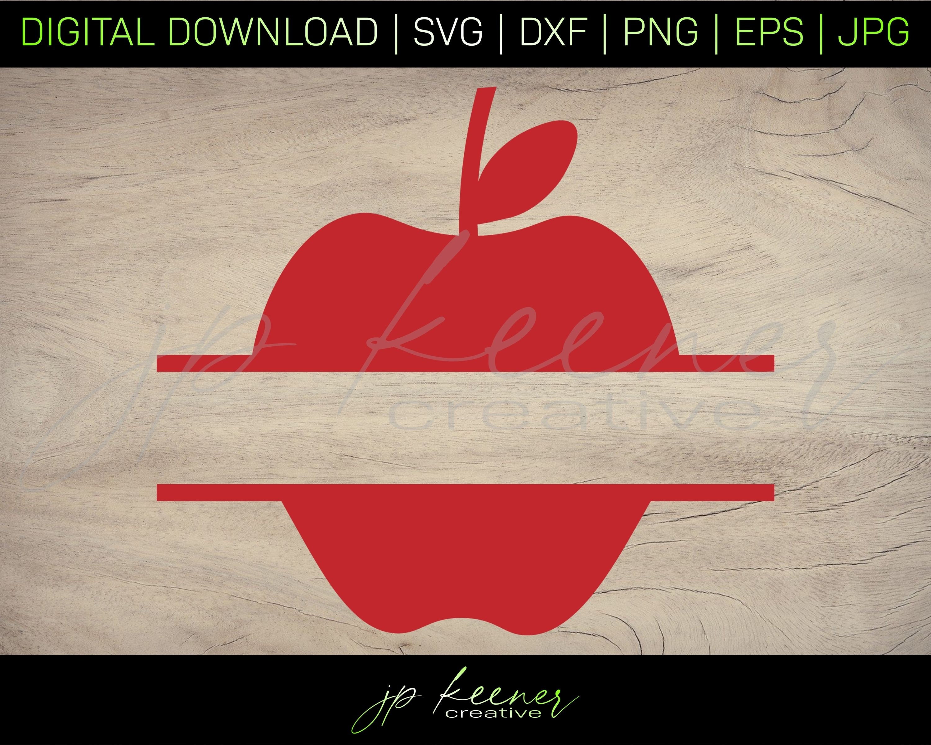 Split Apple SVG Split Apple Cut Files Apple DXF Teacher - Etsy
