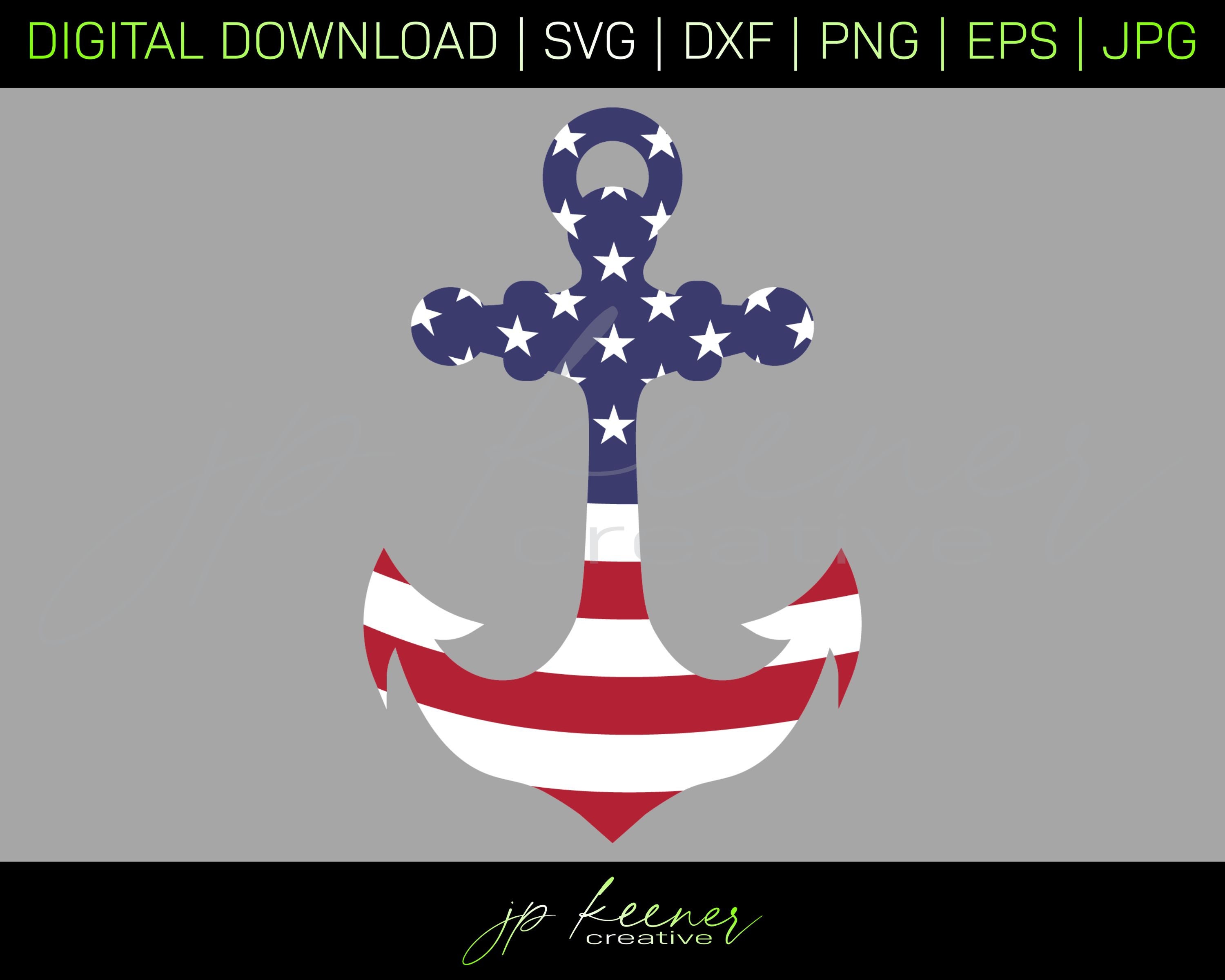 US Flag Anchor SVG Set American Flag Cut Files Anchor DXF - Etsy