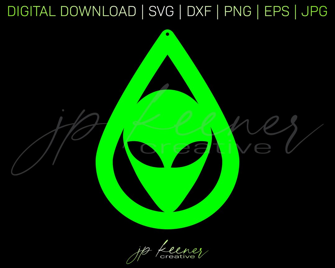 Teardrop Alien Earring SVG Alien Earring Cut Files Alien Earring DXF ...