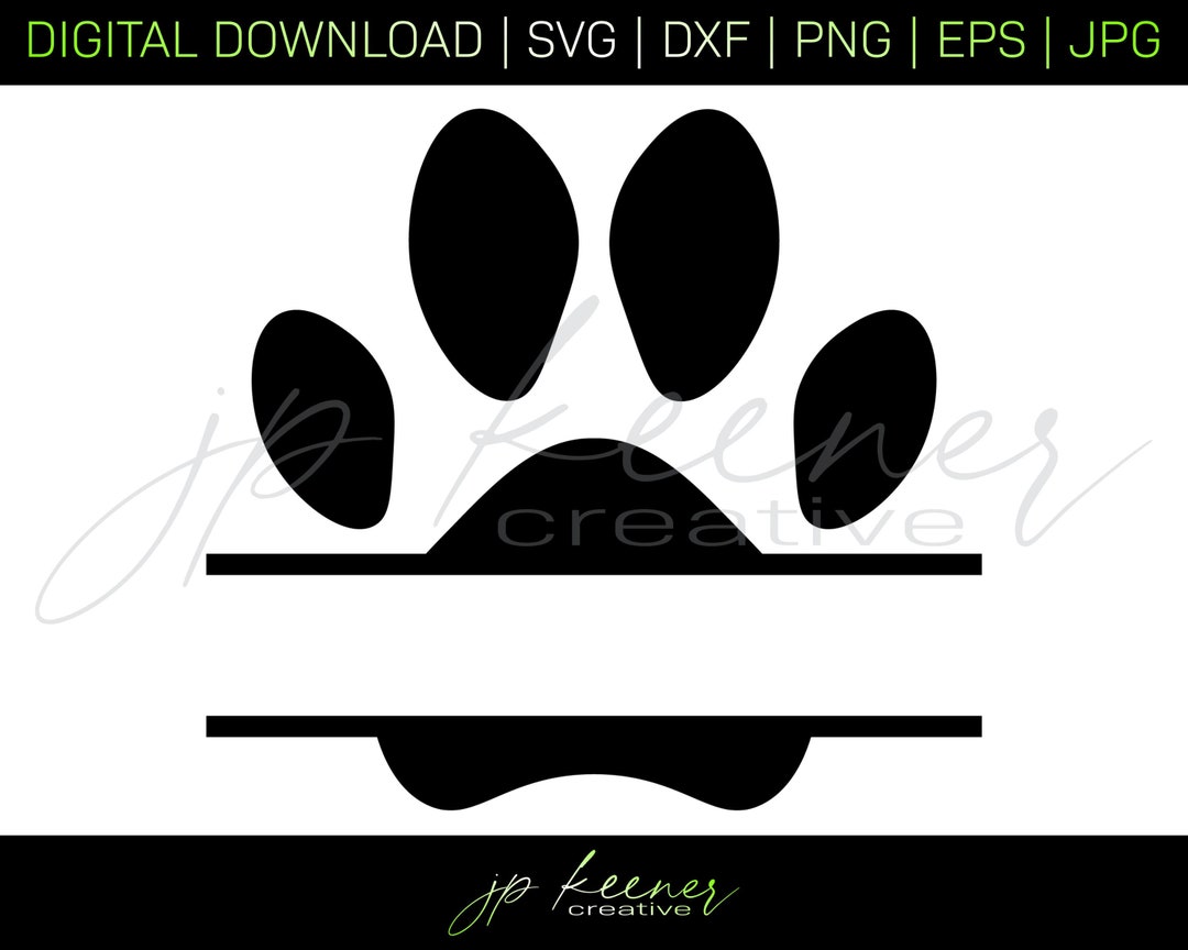 Split Paw Print SVG Paw Print Cut Files Paw Print DXF - Etsy