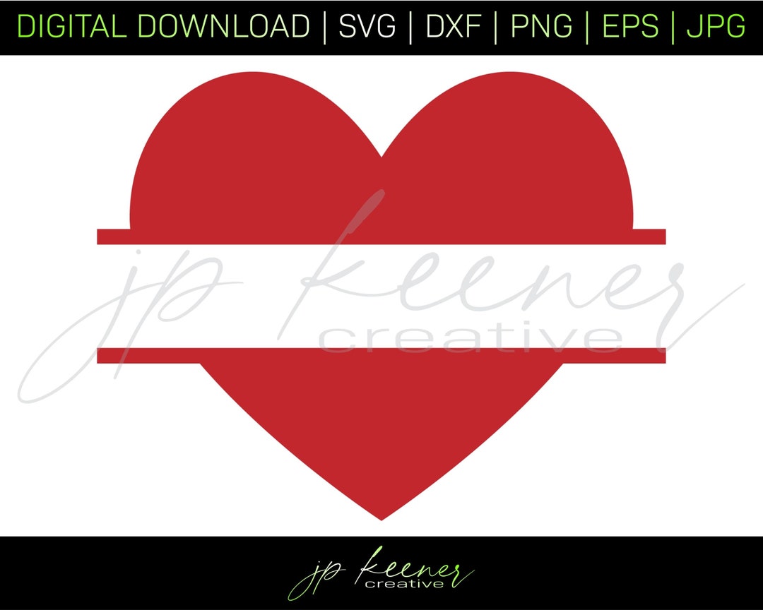 Split Heart SVG Split Heart Cut Files Split Heart DXF - Etsy