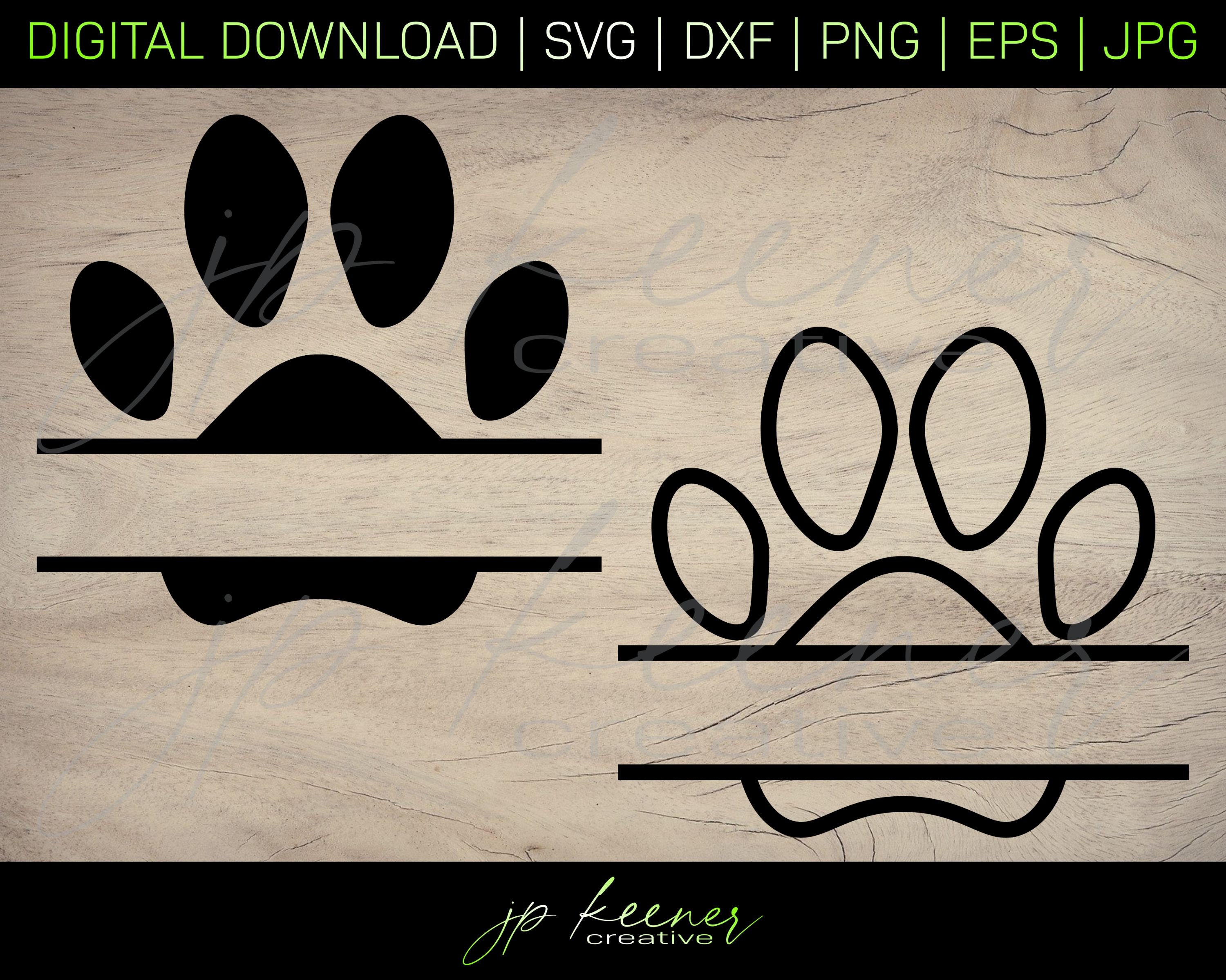 Split Paw Print SVG Set Paw Print Cut Files Paw Print DXF - Etsy