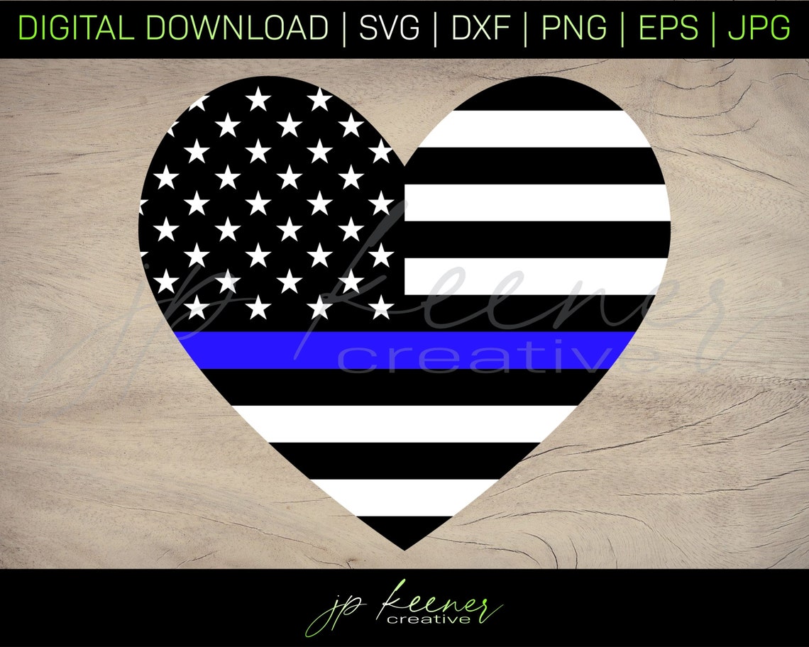 US Flag Police Heart SVG US Flag Police Heart Cut File | Etsy