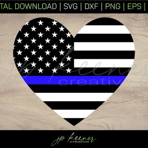 US Flag Police Heart SVG US Flag Police Heart Cut File Cricut Design ...
