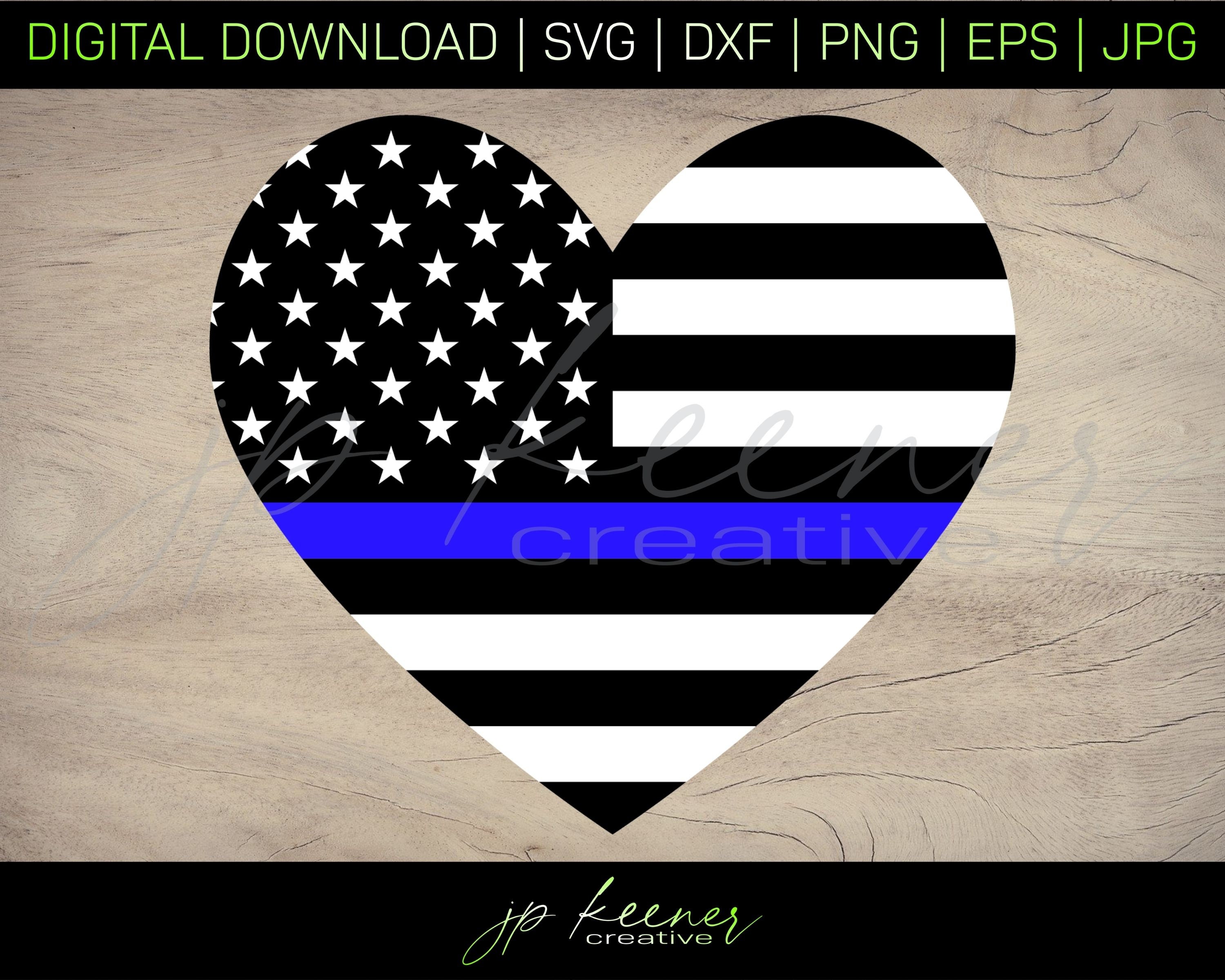 US Flag Police Heart SVG US Flag Police Heart Cut File | Etsy