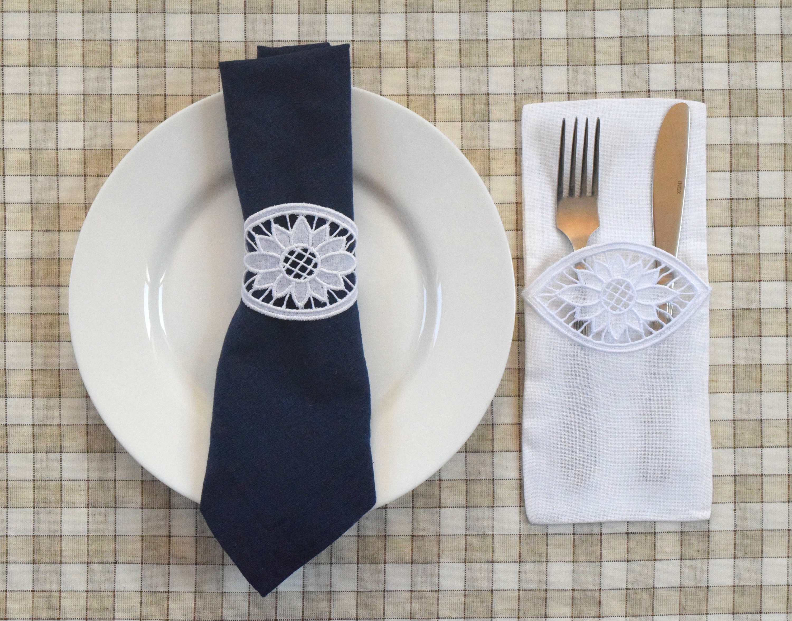 Set of Two Designs for Embroidery Napkin Rings Cutwork Richelieu ...