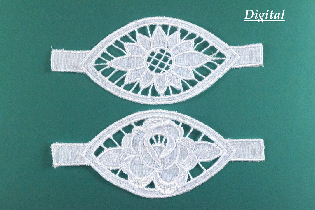 Set of Two Designs for Embroidery Napkin Rings Cutwork Richelieu ...
