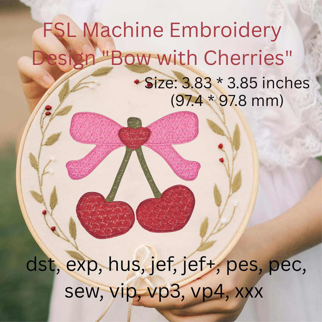 FSL Machine Embroidery Design "bow With Cherries" - Etsy
