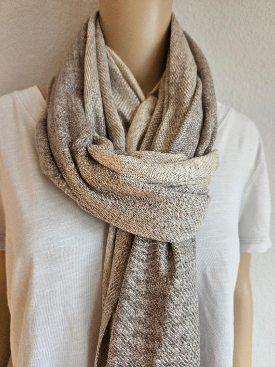 Cashmere Scarf bandipur, Cashmere Scarf, Scarf Biege Gray, Handwoven ...