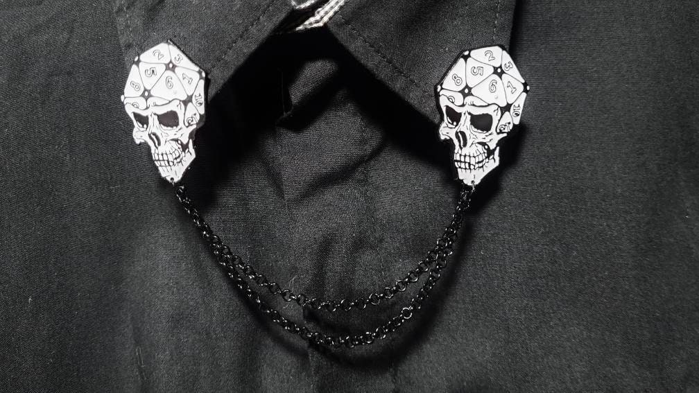 Dnd Collar Pin With Chain Dungeon and Dragons Game Dice Skull - Etsy