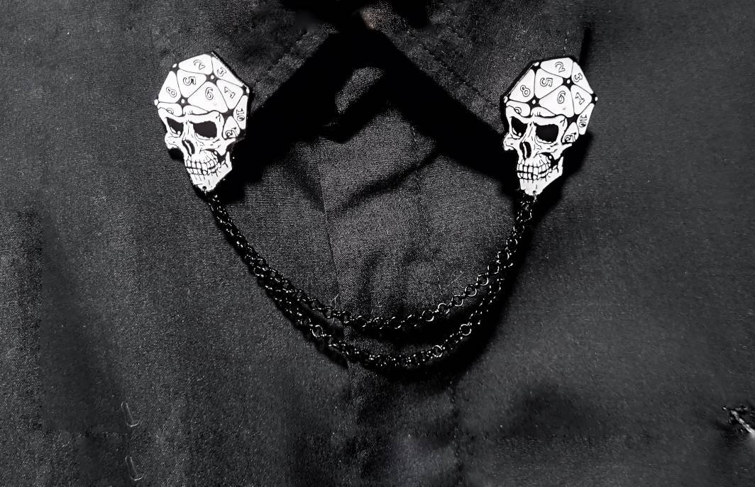 Dnd Collar Pin With Chain Dungeon and Dragons Game Dice Skull - Etsy