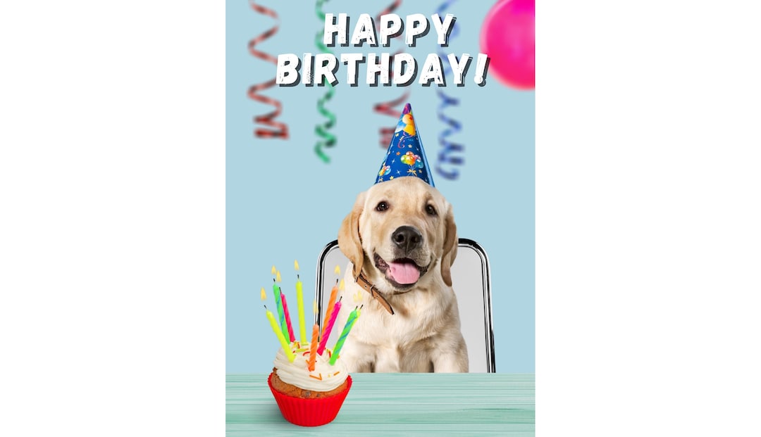 Happy Birthday With Labrador Dog Greeting Card, Cute, Birthday ...