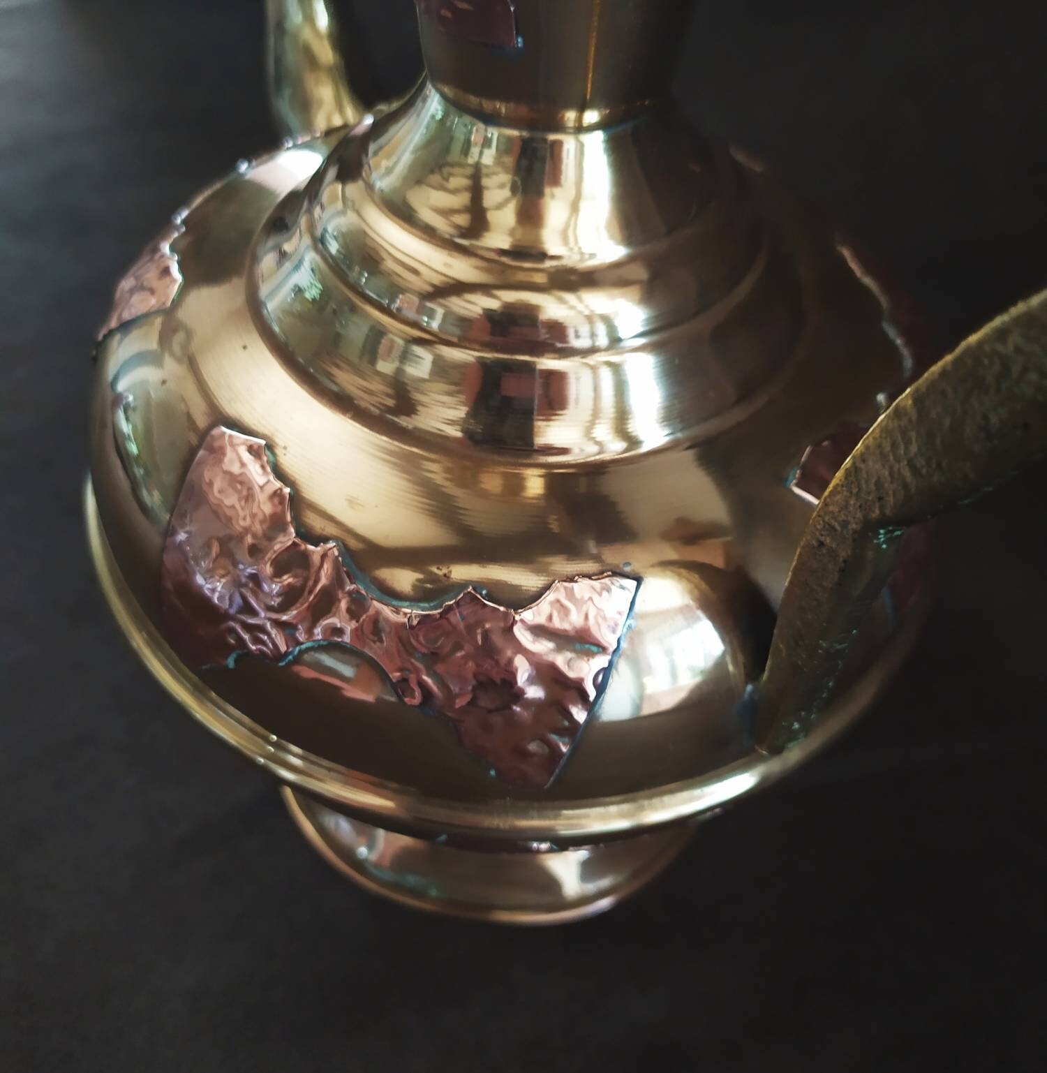 Vintage Middle Eastern Arabic Dallah Coffee Tea Pot Brass Hammered ...