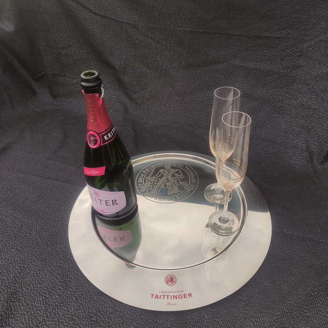 Taittinger Champagne Large Silver Metal Serving Tray With Etched ...