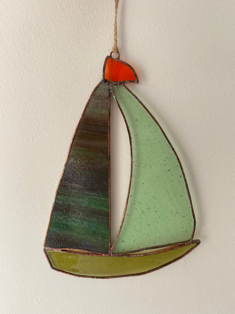 Stained Glass Boat Suncatcher FREE US SHIPPING - Etsy