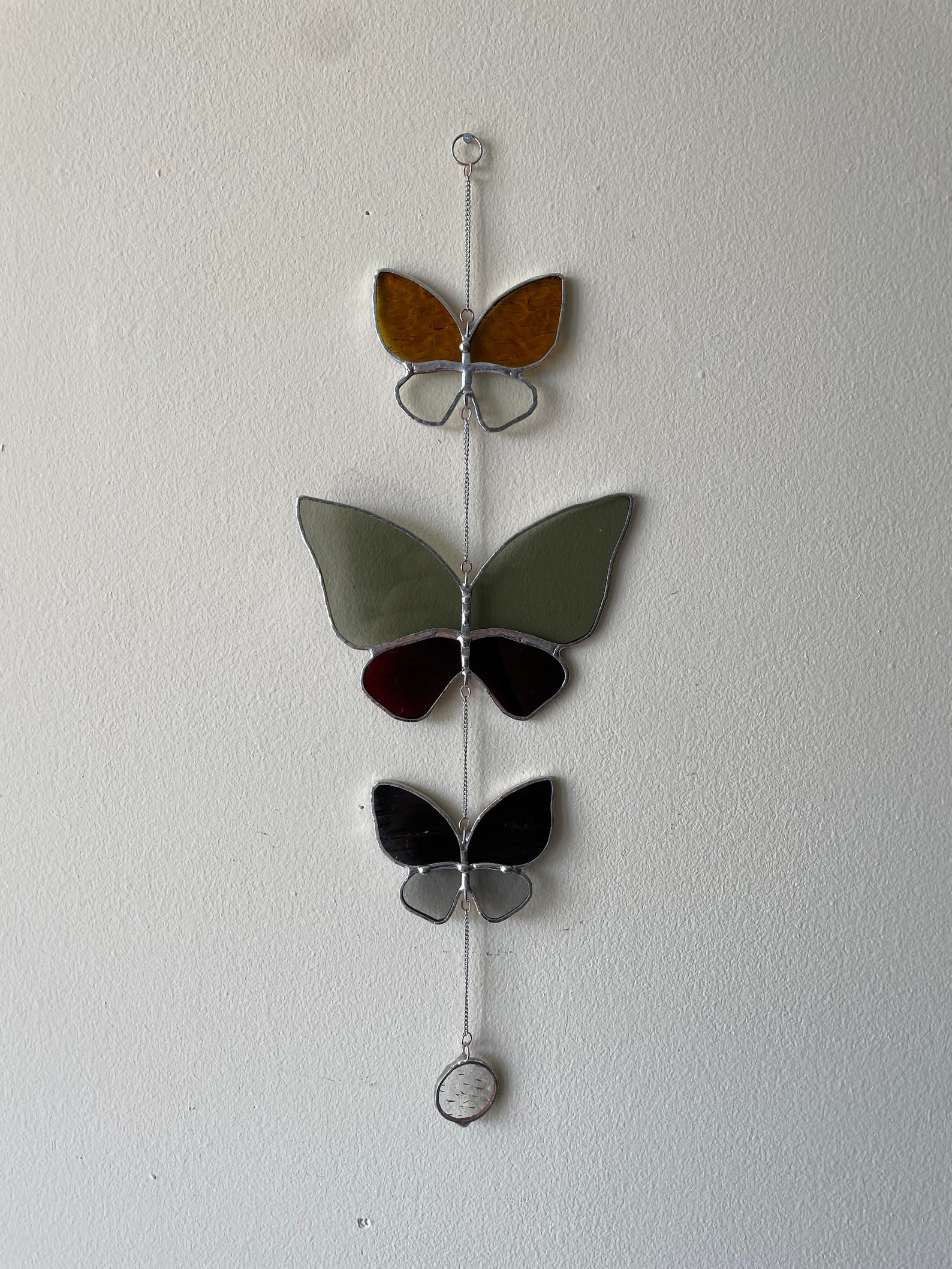 Beautiful handmade stained glass mobile Butterflies, great for the room ...